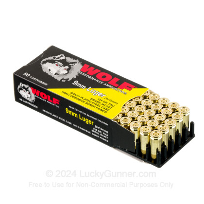 Wolf 9mm Ammo For Sale - 124 Grain FMJ - 1000 Rounds