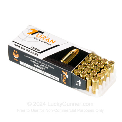 Turan Range 9mm Ammo For Sale - 115 Grain FMJ - 1000 Rounds
