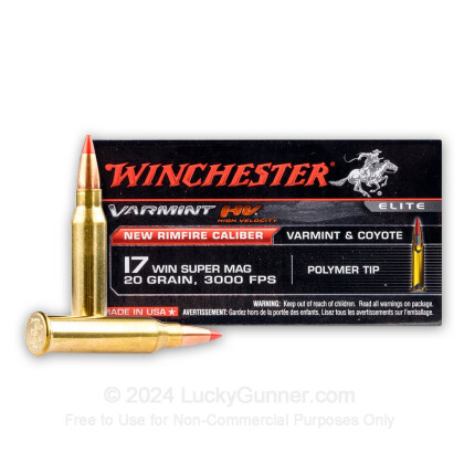 Winchester Varmint HV 17 WSM Ammo For Sale - 20 Grain Polymer Tip - 500 ...