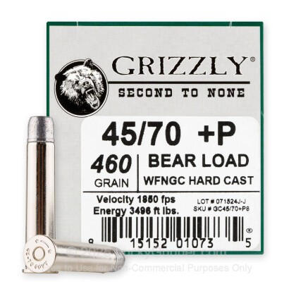 Grizzly 45-70 +P For Sale - 460gr Hard Cast WFNGC - 20rds