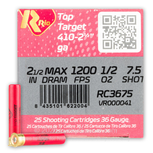 Cheap 410 ga - 2 1/2" 1/2 oz #7.5 shot target loads by Rio Ammunition ...