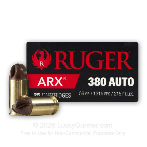 Premium 380 Auto Ammo For Sale Online - Polycase Ruger 56 Grain ARX ...