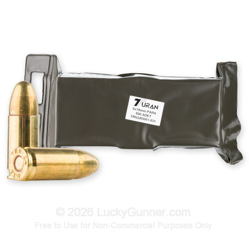 Turan Battle Pack 9mm Ammo For Sale - 124 Grain FMJ - 500 Rounds