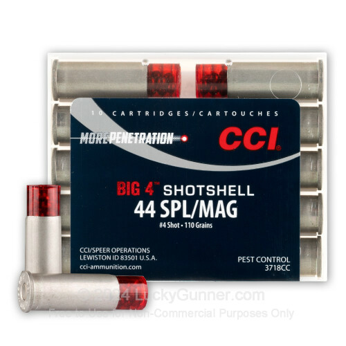 Premium .44 Mag/Spl Ammo For Sale - 110 Grain #4 Lead Shot Ammunition ...