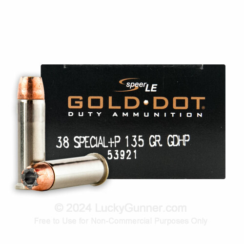 Premium 38 Special +P Ammo For Sale - 135 gr Speer Gold Dot Ammo - 50 ...
