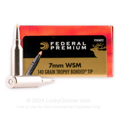 Premium 7mm WSM Ammo For Sale - 140 Grain Trophy Bonded Tip Ammunition ...