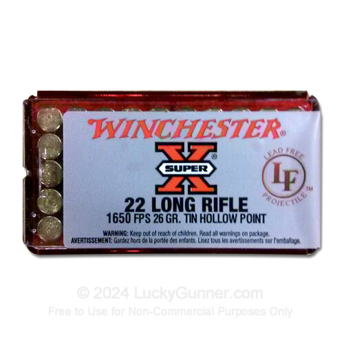 Cheap 22 LR Ammo For Sale - 26 gr Tin HP - Winchester Super X Lead Free ...