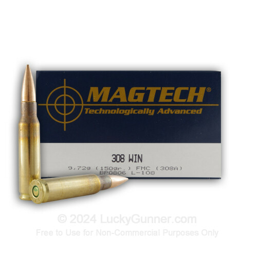 308 150 grain full metal jacket boat tail Magtech Ammunition