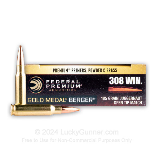 Premium 308 Win Ammo For Sale - 185 Grain Berger Juggernaut OTM ...