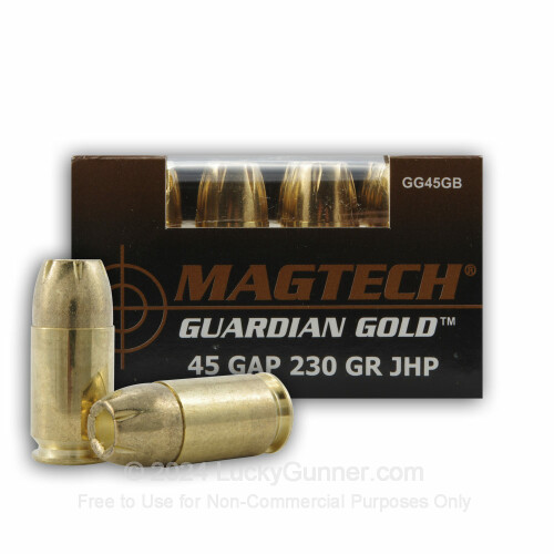 Cheap 45 GAP Ammo For Sale - 230 gr JHP - Magtech Guardian Gold ...