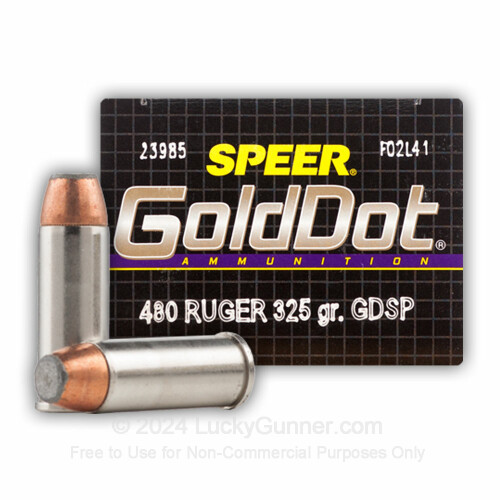 480 Ruger Ammo In Stock - 325 gr SP - Speer Gold Dot 480 Ruger ...