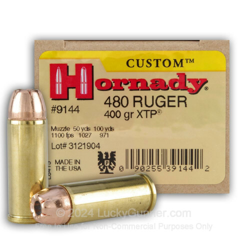 480 Ruger Ammo In Stock - 400 gr XTP JHP - Hornady 480 Ruger Ammunition ...