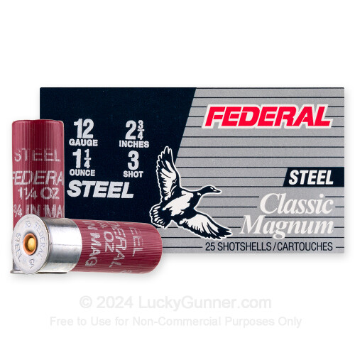 Bulk 12 Gauge Ammo For Sale - 2-3/4” 1-1/4oz. #3 Steel Shot Ammunition ...