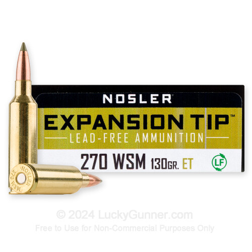 Nosler 270 WSM Ammo For Sale - 130gr E-Tip - 20 Rounds