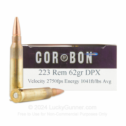 223 Remington Ammo - Corbon DPX 62gr SCHP - 20 Rounds