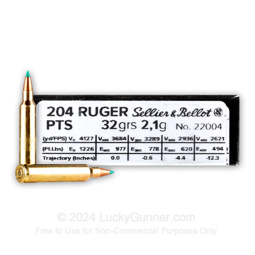 204 Ruger Premium Rifle Ammo For Sale - 32 gr PTS Ballistic Tip ...