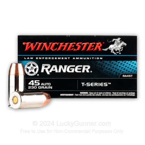 45 ACP Ammo - 230 gr JHP - Winchester Ranger T-Series Ammunition - 50 ...
