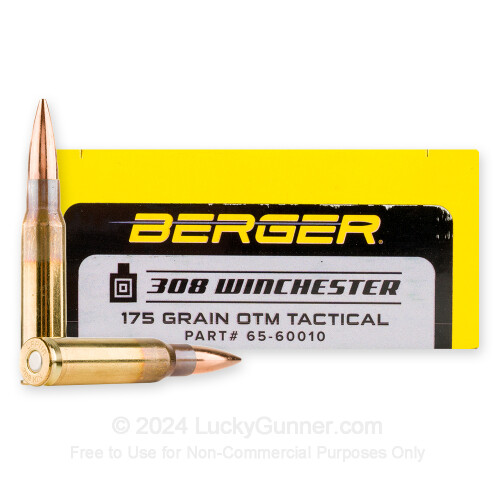 Premium 308 Ammo For Sale - 175 Grain OTM Ammunition in Stock by Berger ...
