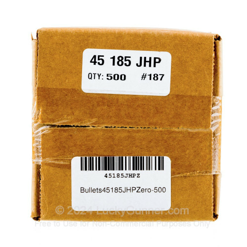 Premium 45 ACP (.451") Bullets for Sale - 185 Grain JHP Bullets in Stock by Zero Bullets - 500 ...
