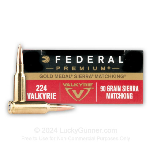 Bulk Premium 224 Valkyrie Ammo For Sale - 90 Grain Gold Medal Sierra ...