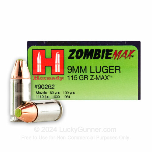 9mm Zombie Ammo For Sale by Hornady - 115 gr JHP FTX Hornady Ammunition ...