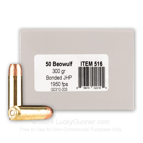Premium 50 Beowulf Ammo For Sale - 300 Grain Bonded JHP Ammunition in ...