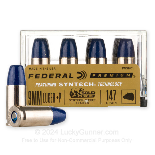 Premium 9mm +P Ammo For Sale - 147 Grain Syntech Jacketed Hard Cast ...