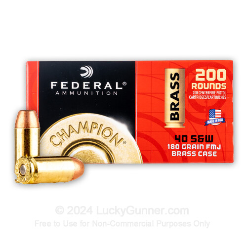 40 S&W - 180 Grain FMJ - Federal Champion - 200 Rounds > Federal Ammo ...