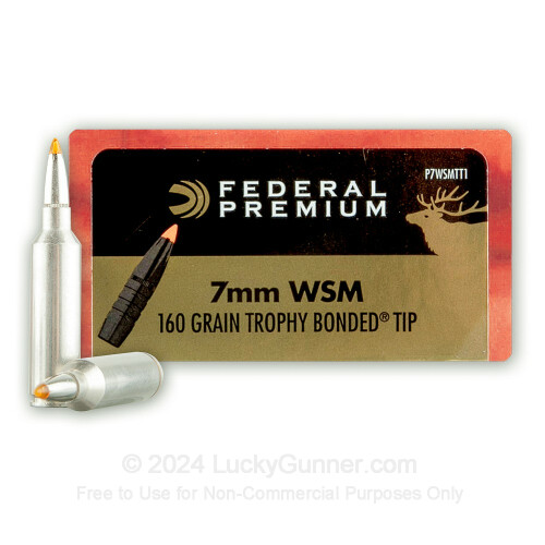 Premium 7mm Win Short Mag Ammo For Sale - 160 Grain Trophy Bonded Tip ...