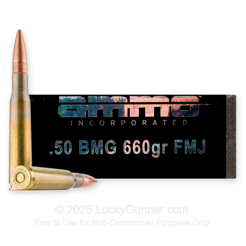 Cheap 50 BMG Sale - 660 Grain FMJ by Ammo Inc. - 10 Rounds