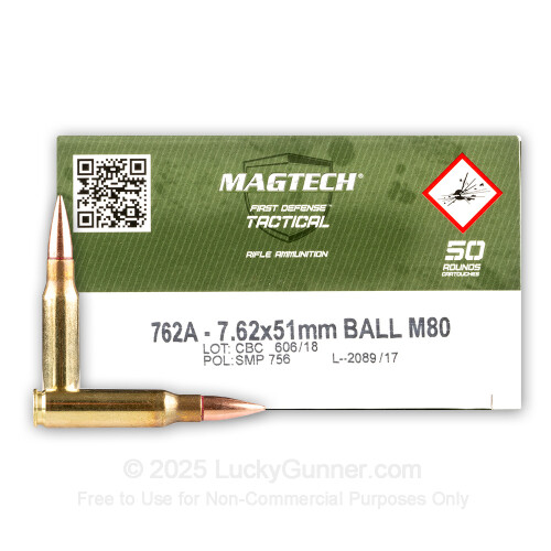 Bulk 7.62x51mm 147 grain full metal jacket M80 Ball Magtech Ammunition ...