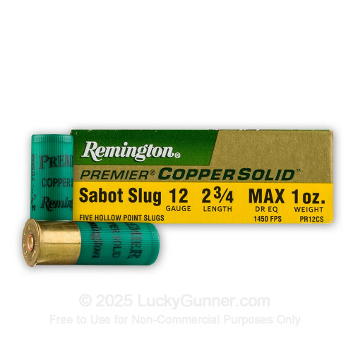 Bulk 12 ga Remington Copper Solid Sabot Slugs For Sale - 2-3/4" 1 oz ...
