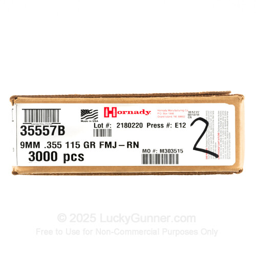 Hornady .355 Diameter Bullets - 115 Grain FMJERN - 100 Count > Bullets ...