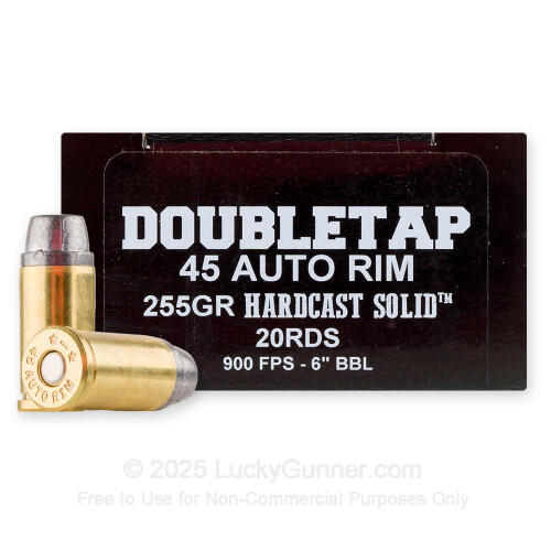 Doubletap 45 Auto Rim For Sale - 255gr Hardcast SWC - 20rds
