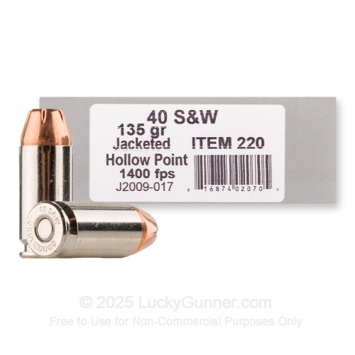 Underwood 40 S&W Ammo For Sale - 135 Grain JHP - 20 Rounds
