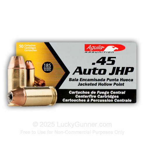 Cheap 45 ACP JHP Ammo For Sale - 185 gr JHP Ammunition by Aguila In ...