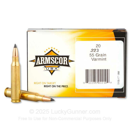 Armscor USA 223 Rem Ammo For Sale - 55 Grain Polymer Tip - 20 Rounds