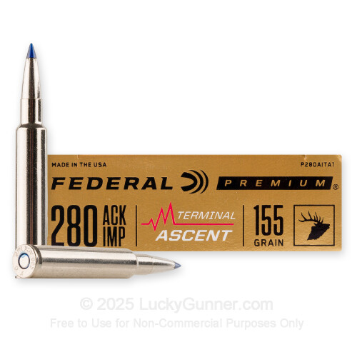 Federal .280 Ackley Ammo For Sale - 155gr Polymer Tip - 20