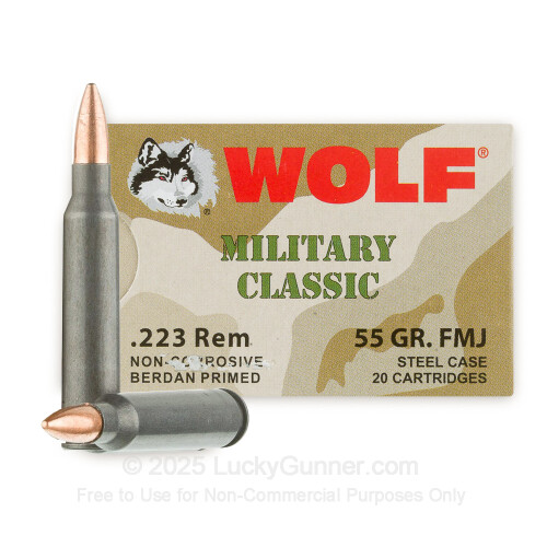 Wolf WPA Military Classic Ammo 223 Rem Ammunition 55 grain full metal ...